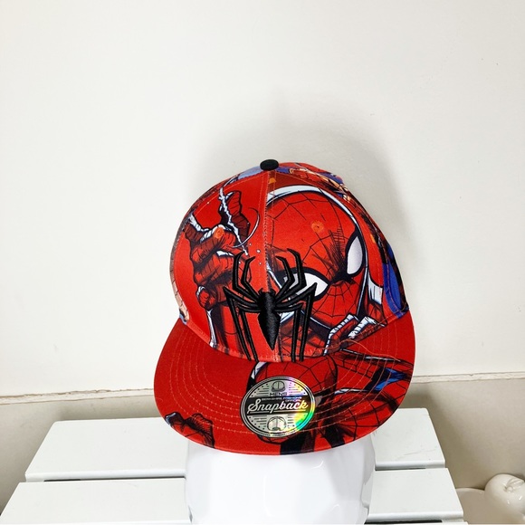 Marvel | Accessories | Spiderman Marvel Aop Snapback Hat Flat Brim Euc ...